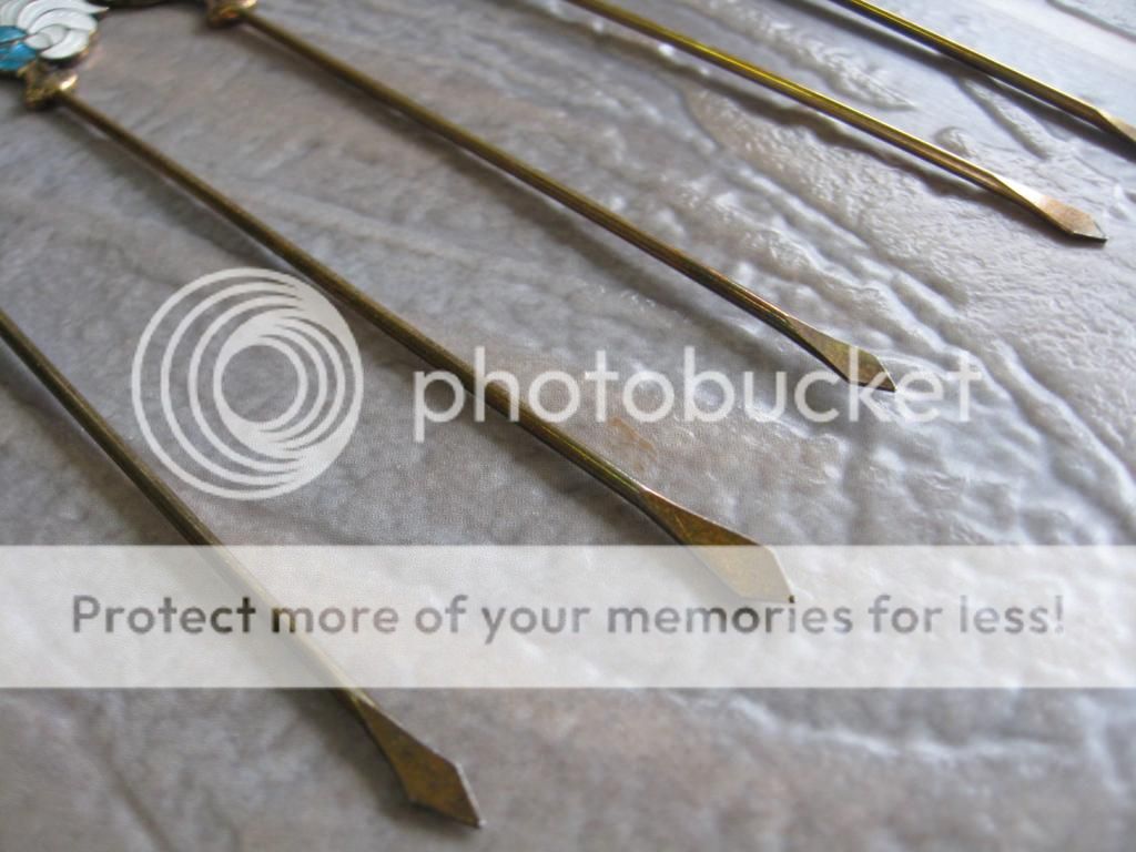 Set Sterling Silver Cocktail Picks Enamel Roosers Norway | Antiques Board